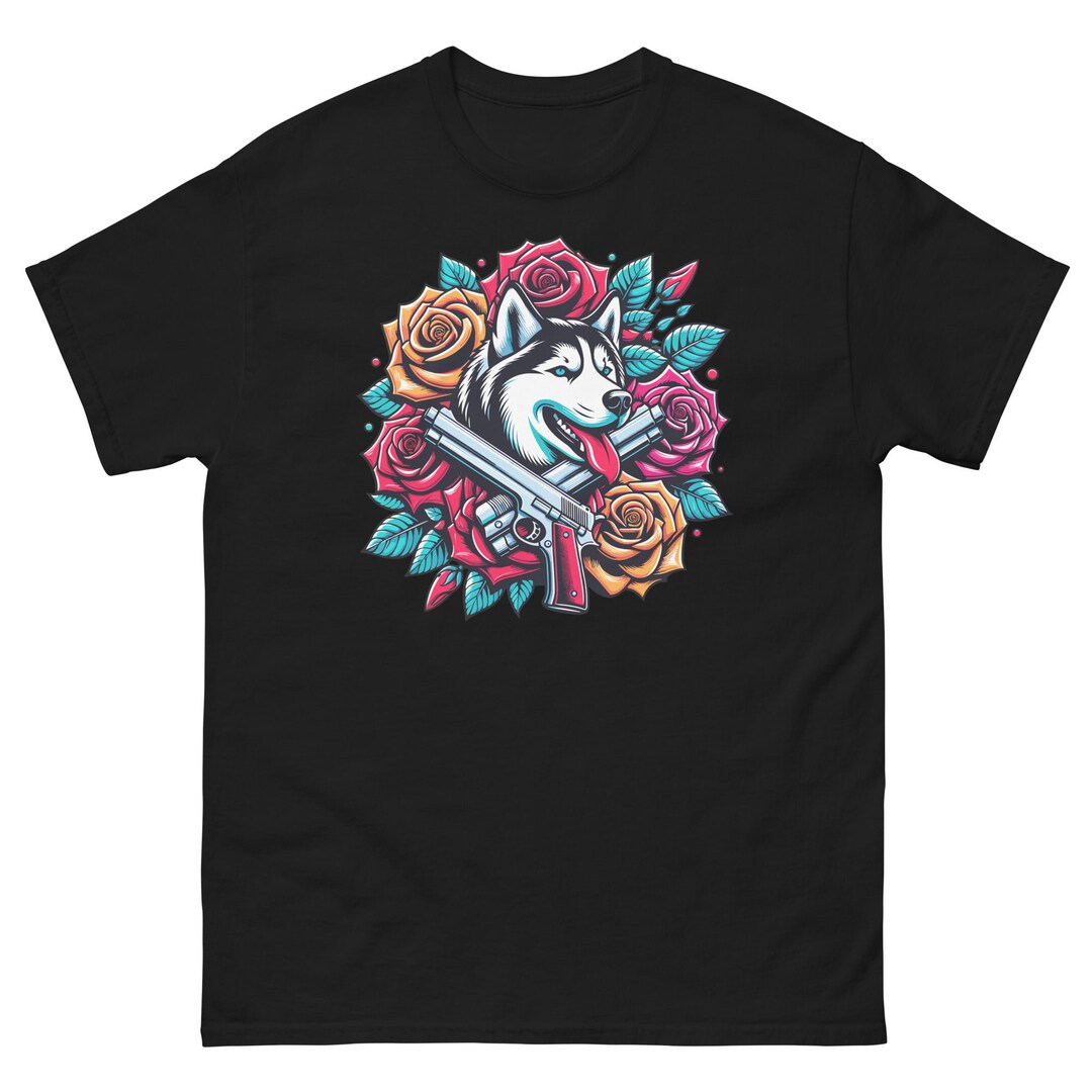 Wild Spirit: Siberian Husky & Roses Tee - Etsy