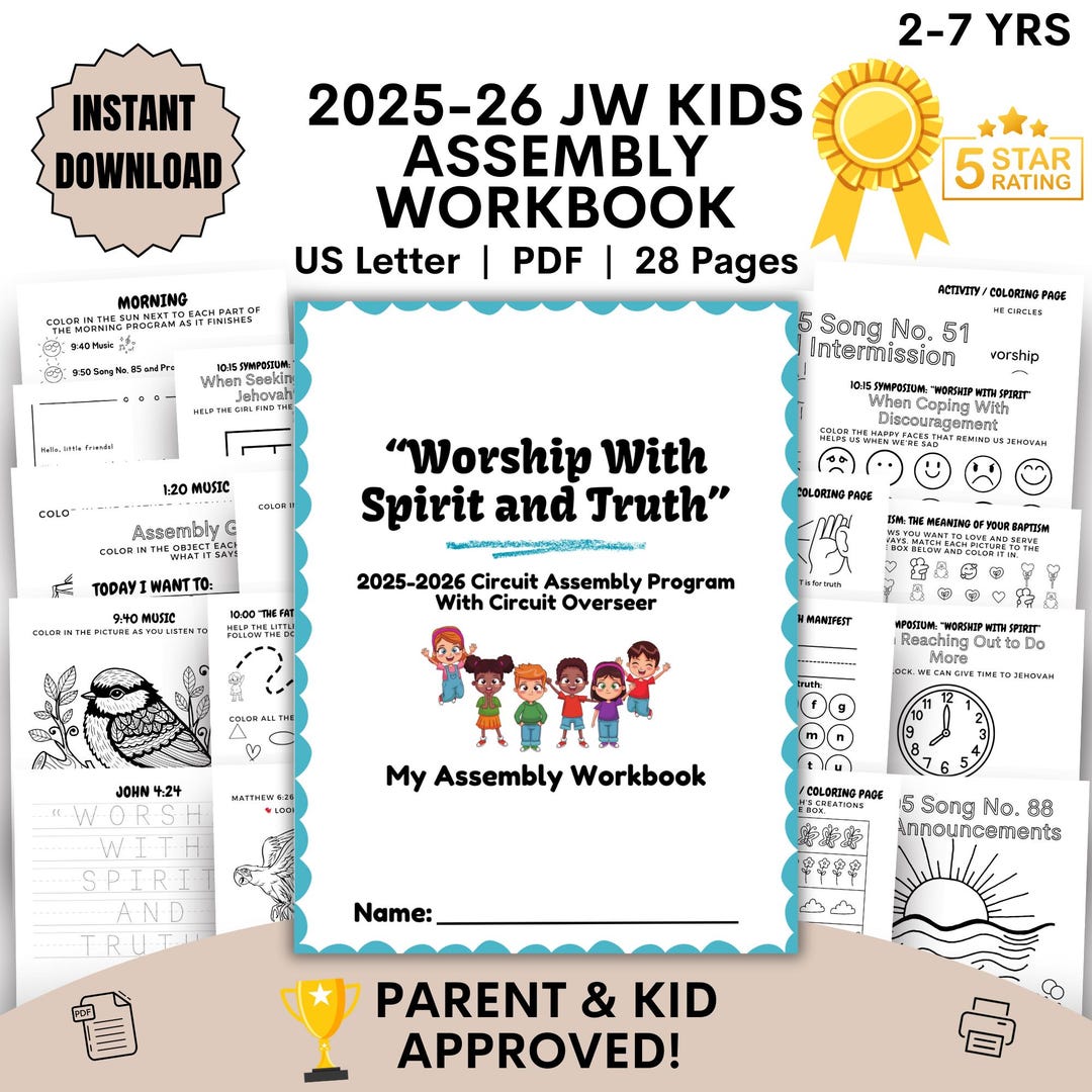 JW Kids Assembly Workbook Ages 2-7 Worship With Spirit and Truth ...