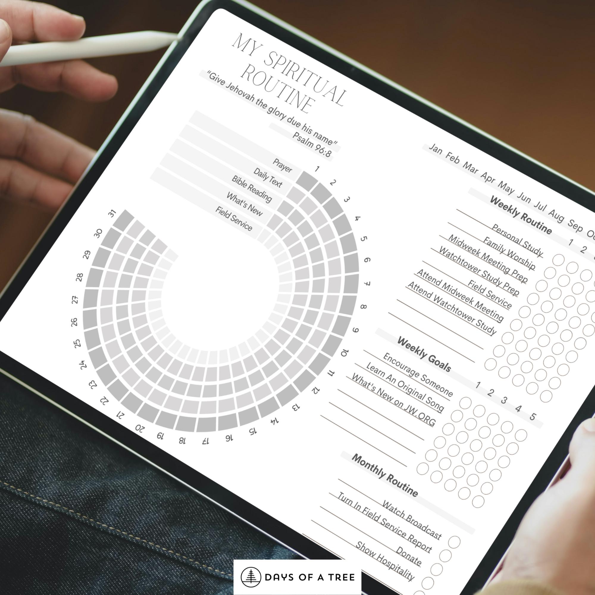 JW Spiritual Routine Habit Tracker 2025 Year Text Psalm 96:8 Digital JW ...