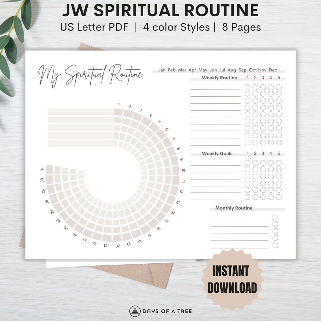 JW Spiritual Routine Habit Tracker Printable JW Pioneer Planner Digital ...