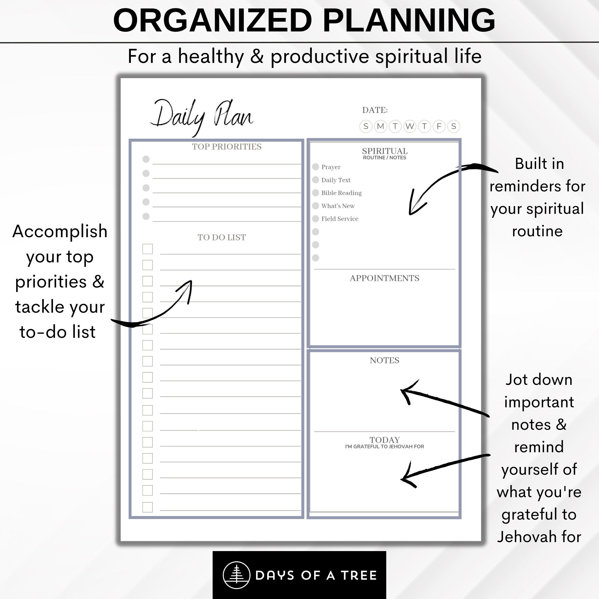 Digital JW Daily Planner Printable Spiritual Routine for Sisters ...