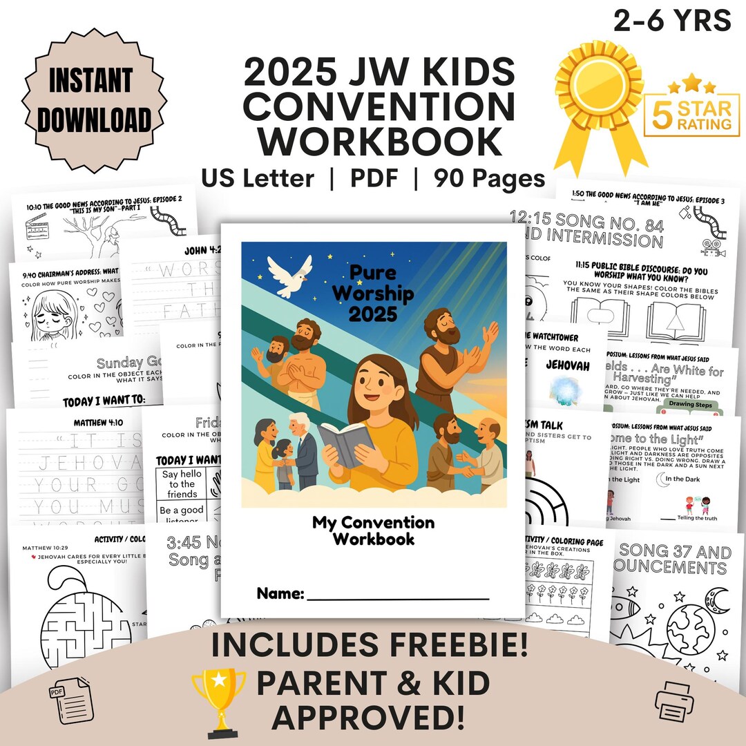 JW Kids Workbook 2025 Pure Worship Convention Activities for Toddlers ...