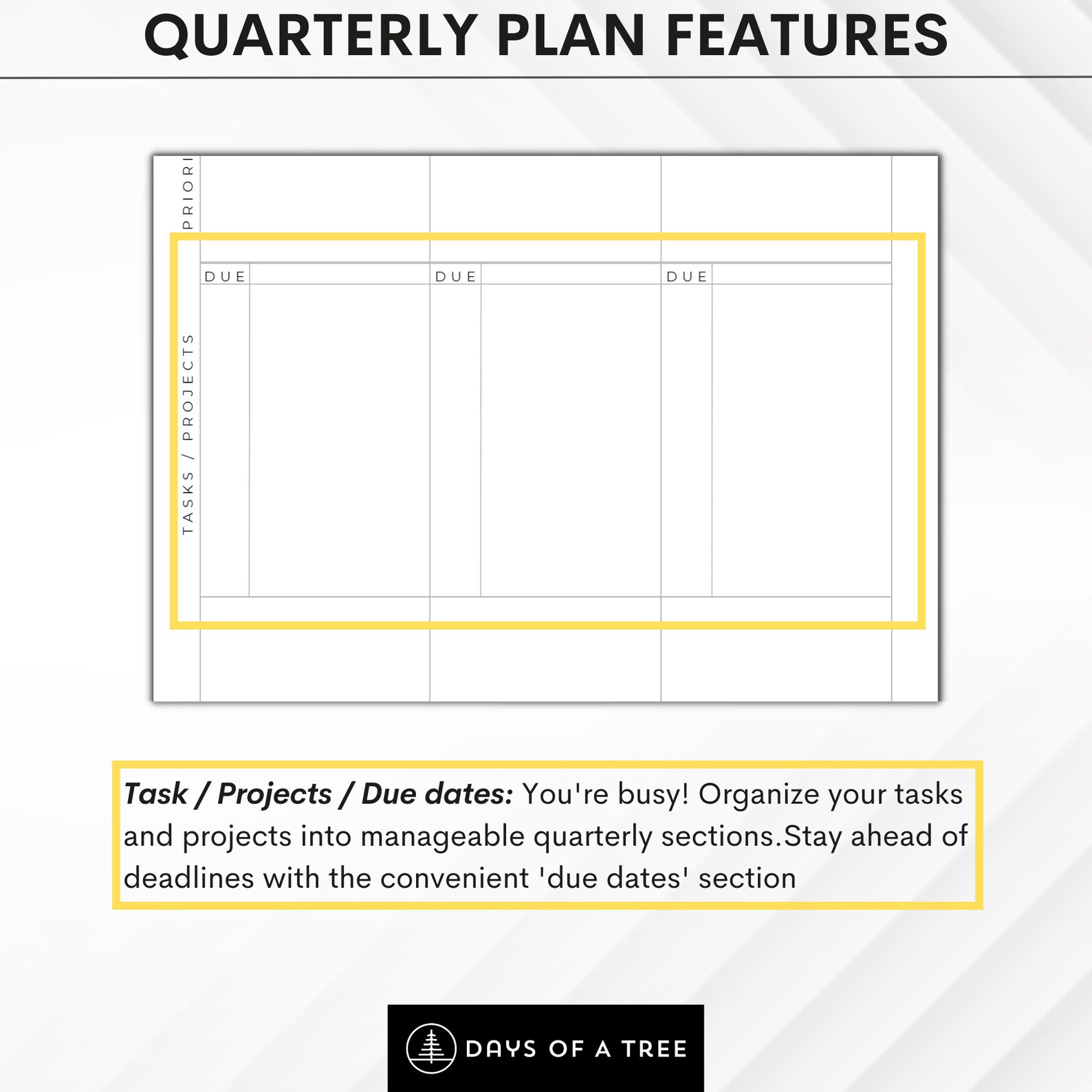 Quarterly Planner Printable Fillable Quarterly Business Calendar 3 ...