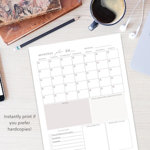 JW Planner Printable Monthly Calendar JW Ministry Schedule Pioneer ...