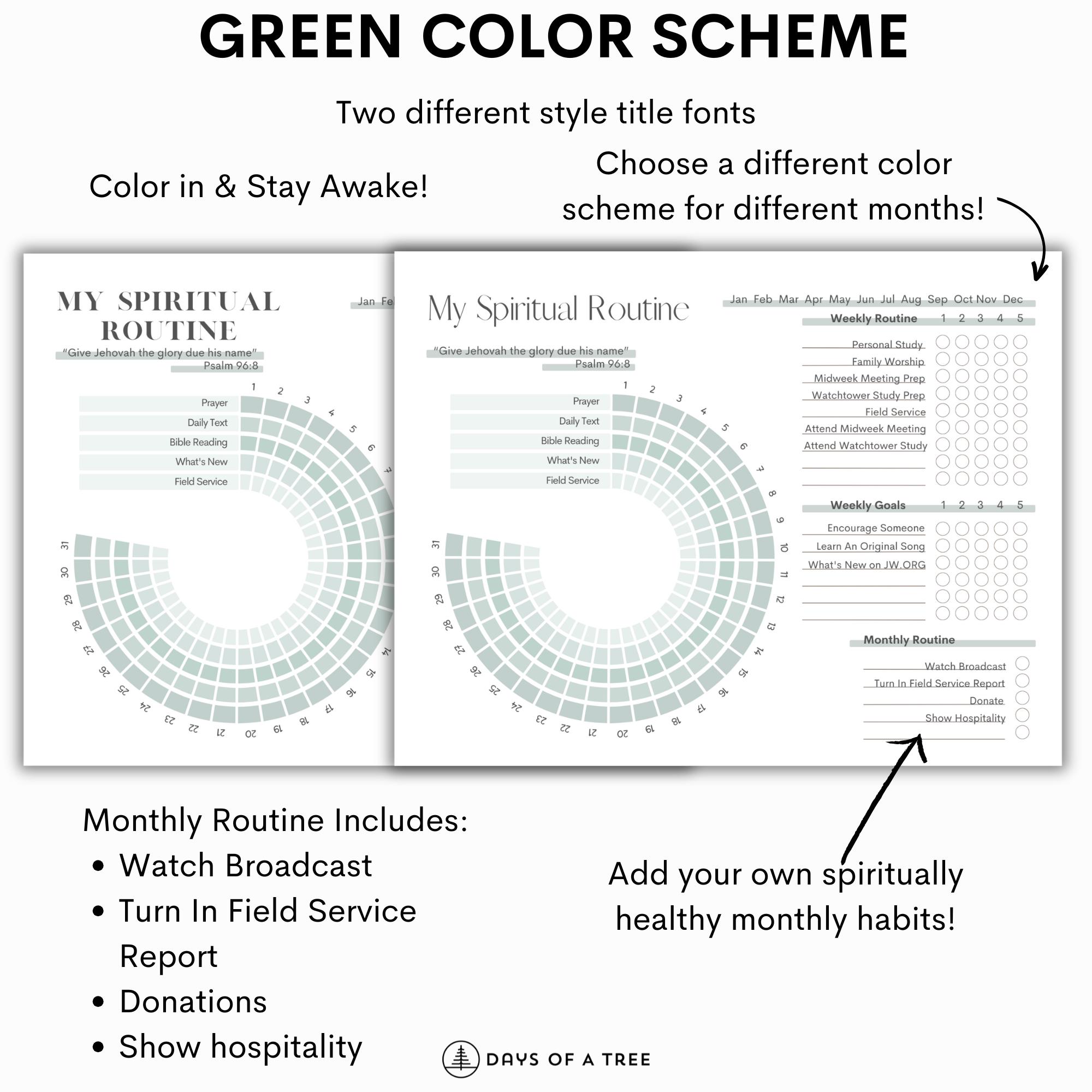 JW Spiritual Routine Habit Tracker 2025 Year Text Psalm 96:8 Digital JW ...