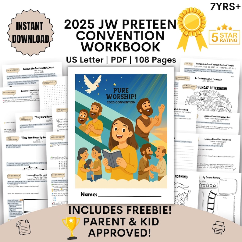 2025 JW Kids Activity Workbook Digital Pure Worship Preteen Workbook ...