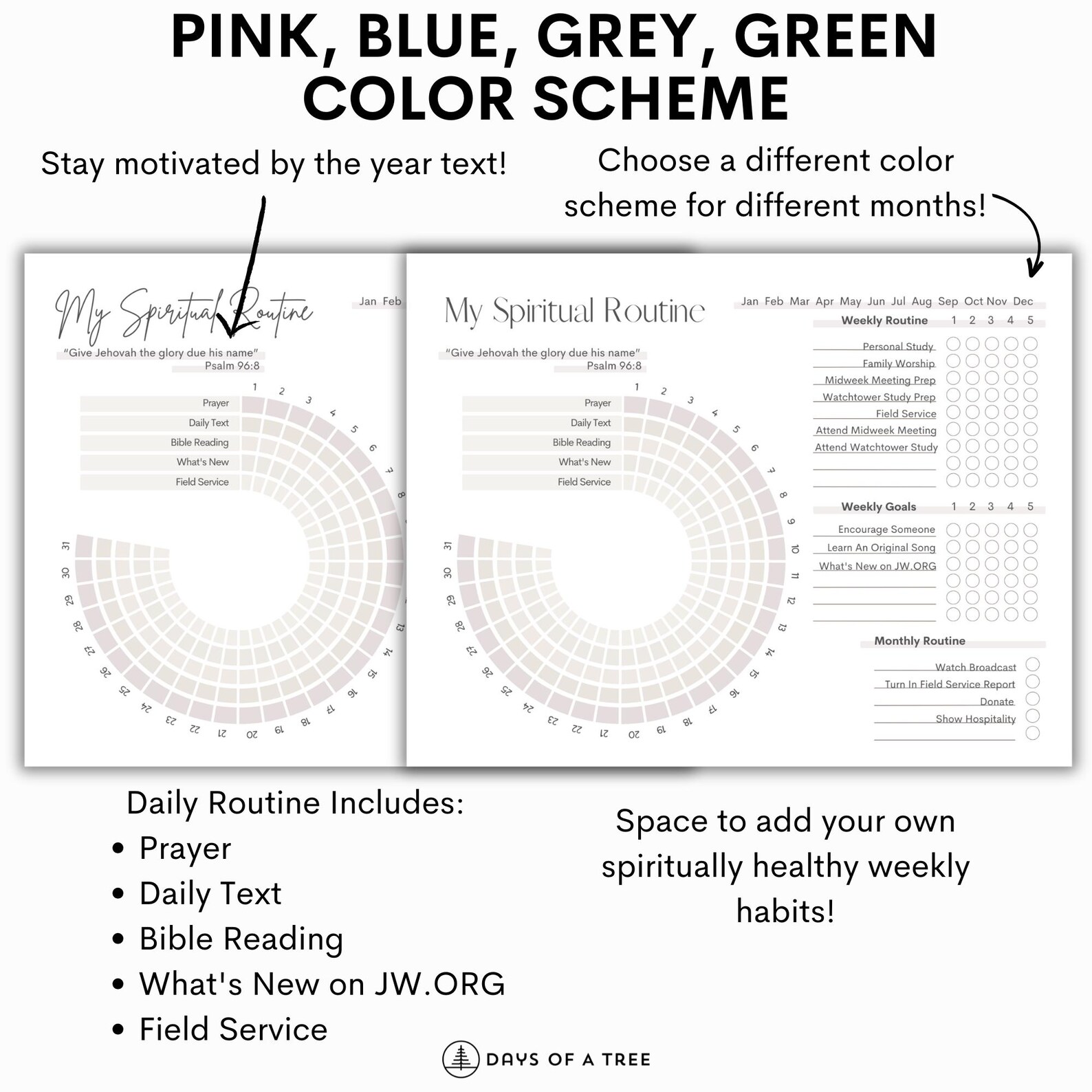 JW Spiritual Routine Habit Tracker 2025 Year Text Psalm 96:8 Digital JW ...