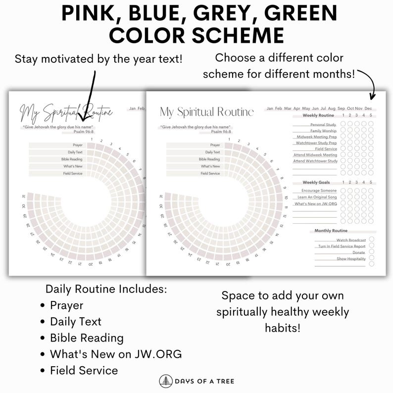 JW Spiritual Routine Habit Tracker 2025 Year Text Psalm 96:8 Digital JW ...
