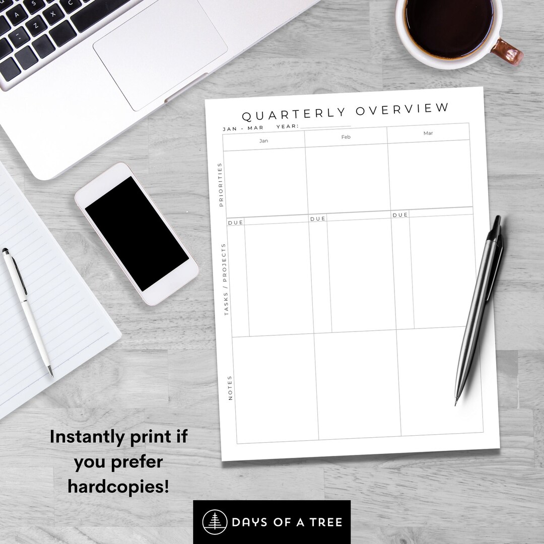 Quarterly Planner Printable Fillable Quarterly Business - Etsy