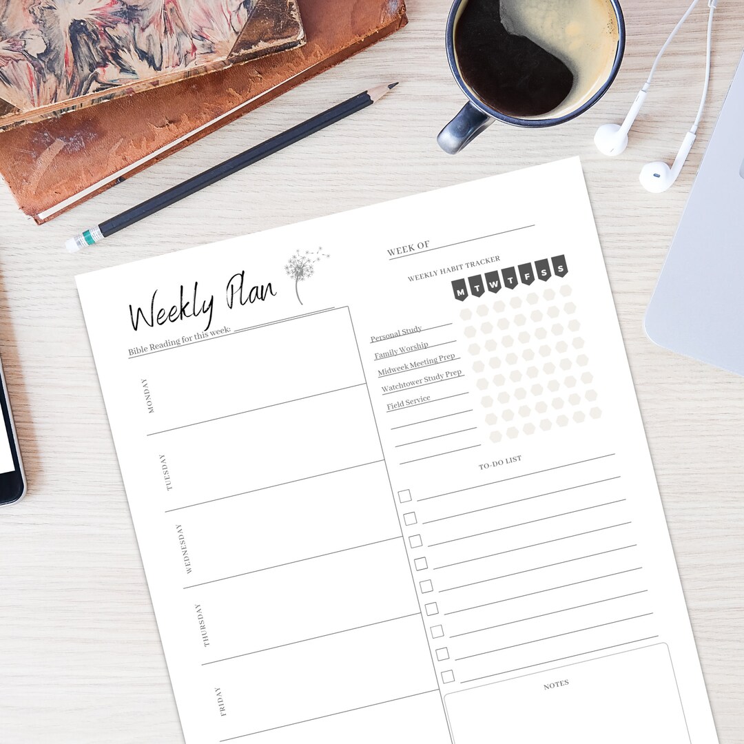 JW Weekly Planner Ministry Theocratic Printable Calendar JW Pioneer ...