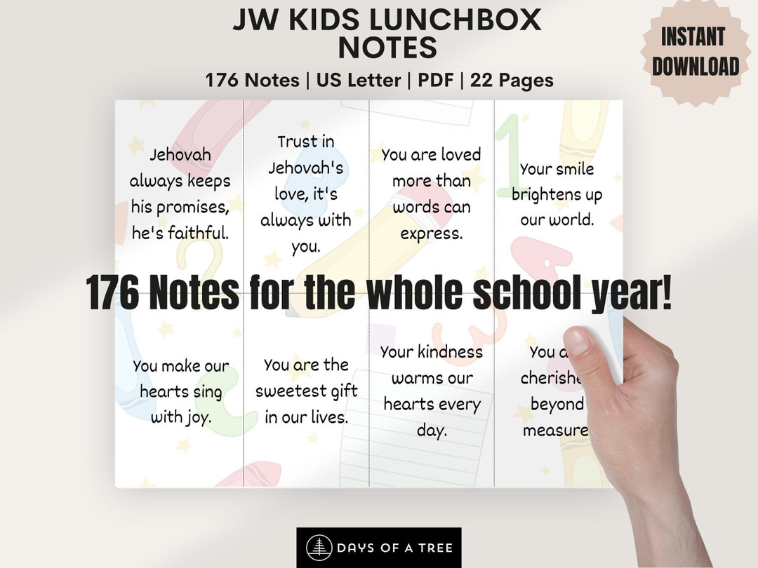 JW Kids Encouraging Lunchbox Notes JW Printable Back to School ...