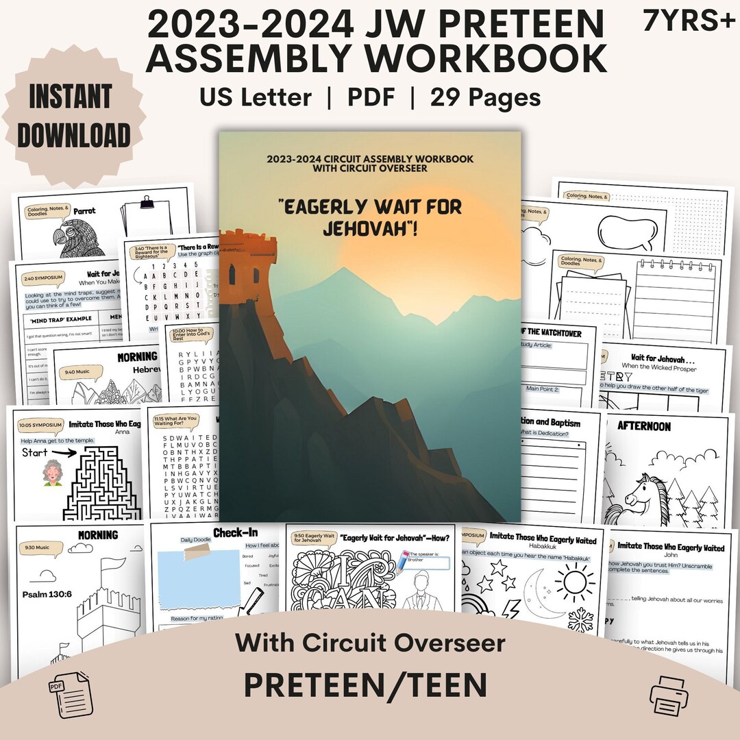 JW Kids Preteen 2023 2024 Eagerly Wait for Jehovah Activity Workbook ...