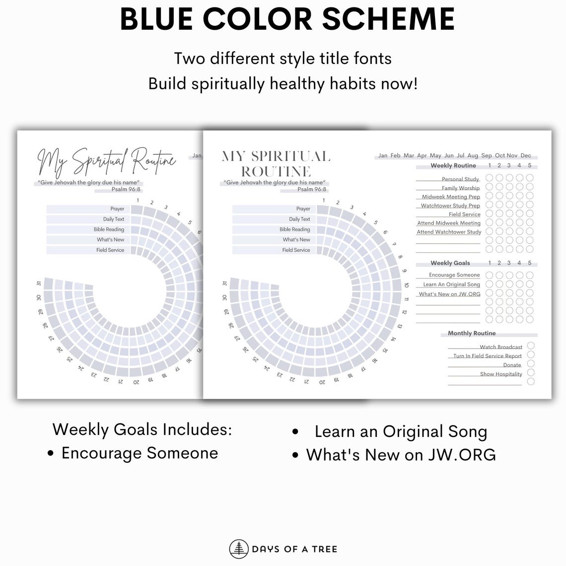 JW Spiritual Routine Habit Tracker 2025 Year Text Psalm 96:8 Digital JW ...