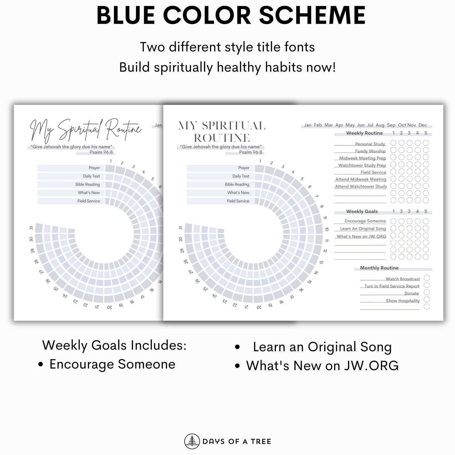JW Spiritual Routine Habit Tracker 2025 Year Text Psalm 96:8 Digital JW ...