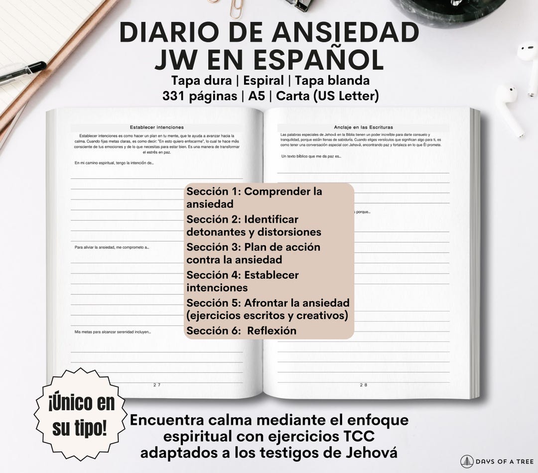 Spanish JW Anxiety Journal, Diario De Ansiedad JW Español Regalo Para ...