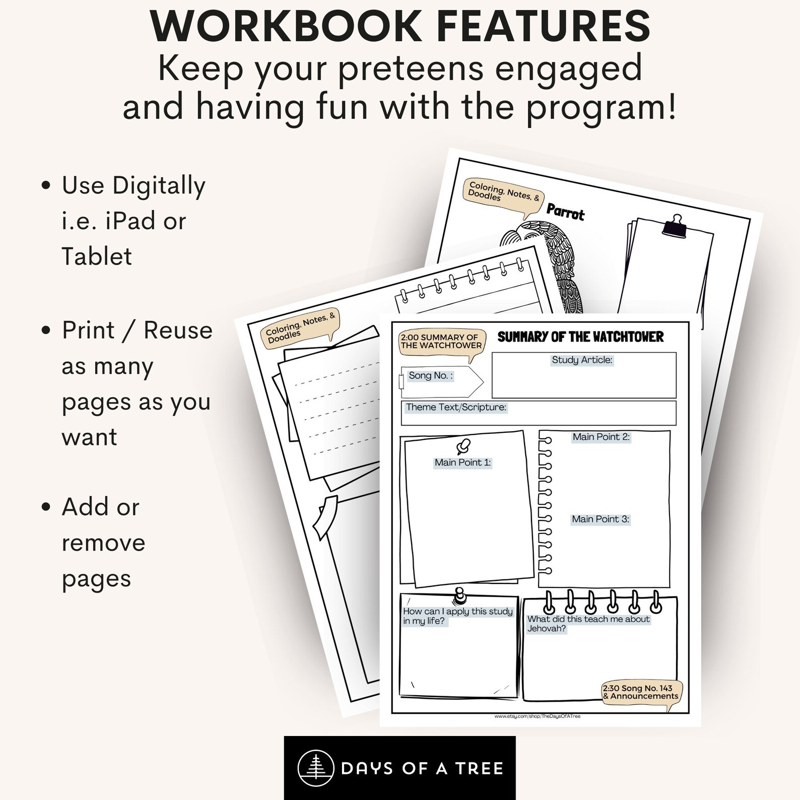 JW Kids Preteen 2023 2024 Eagerly Wait for Jehovah Activity Workbook ...