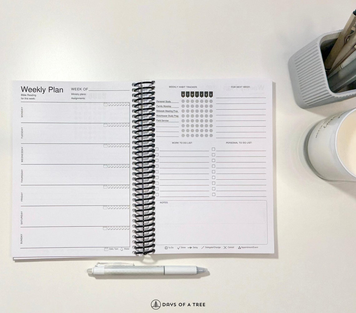 JW Weekly Planner Undated Spiritual Routine Planner Jehovahs Witness ...