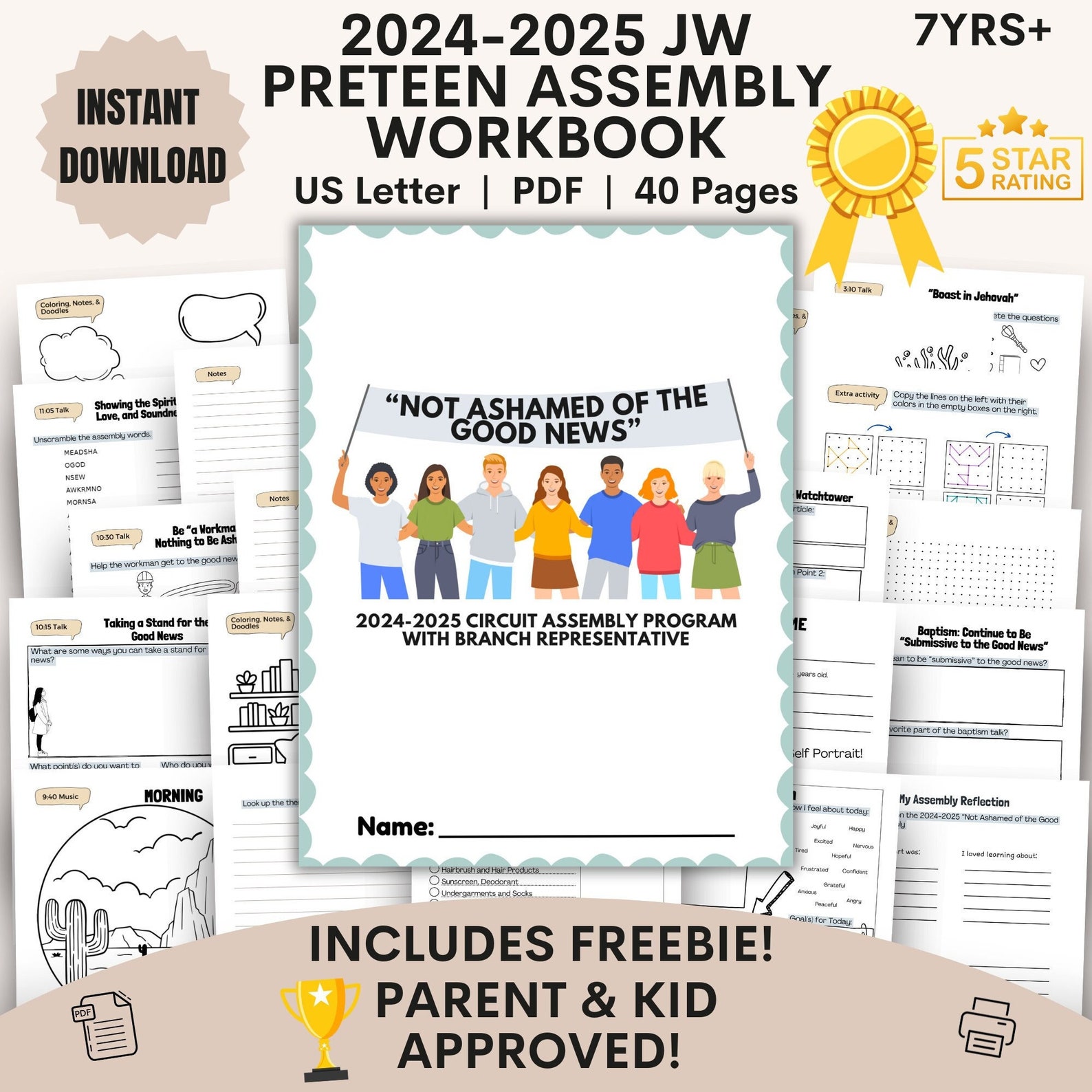 JW Kids Preteen Assembly Workbook Ages 7+ Yr Digital Not Ashamed of the ...