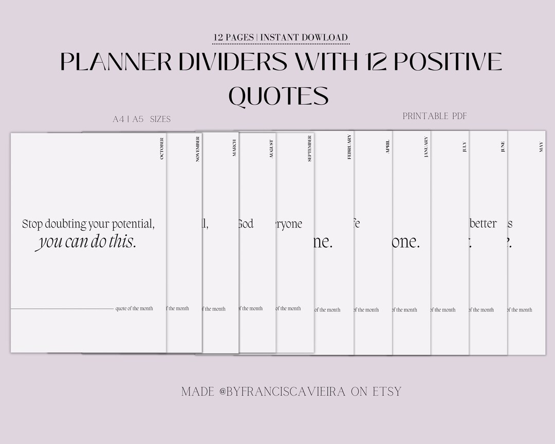 Printable Divider Tabs Minimalist, Planner Accessories, Planner Divider ...