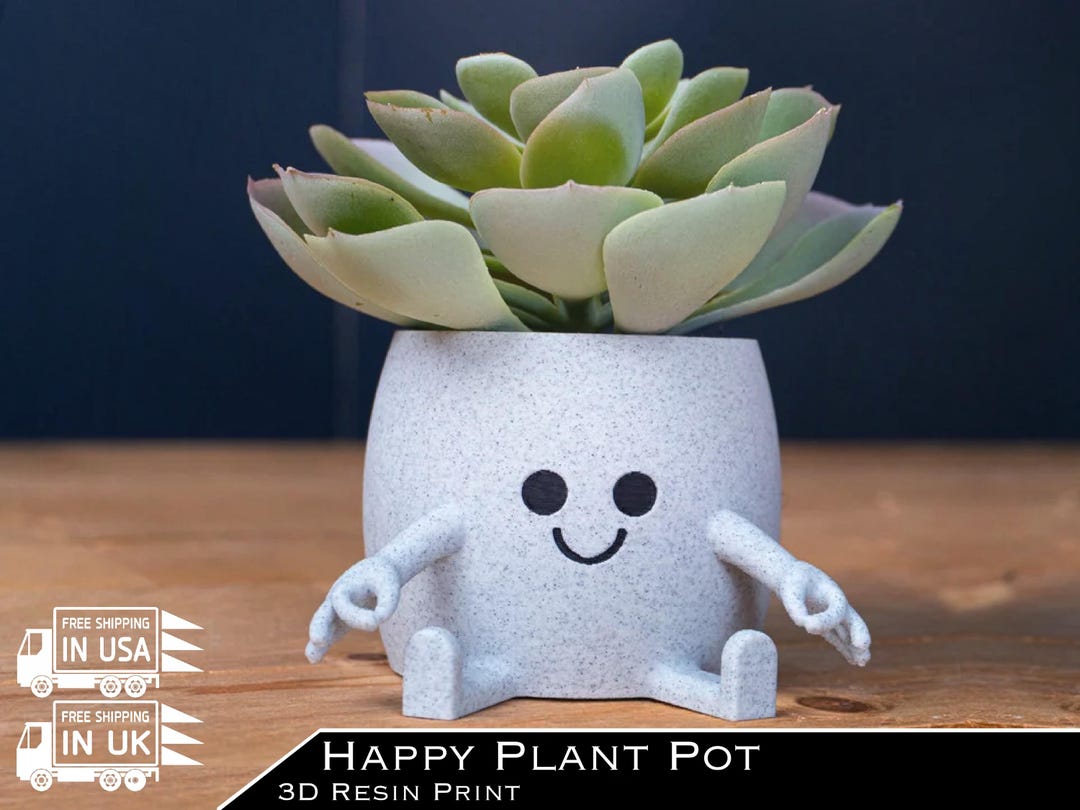 Happy Plant Pot 3D Resin Print - Etsy