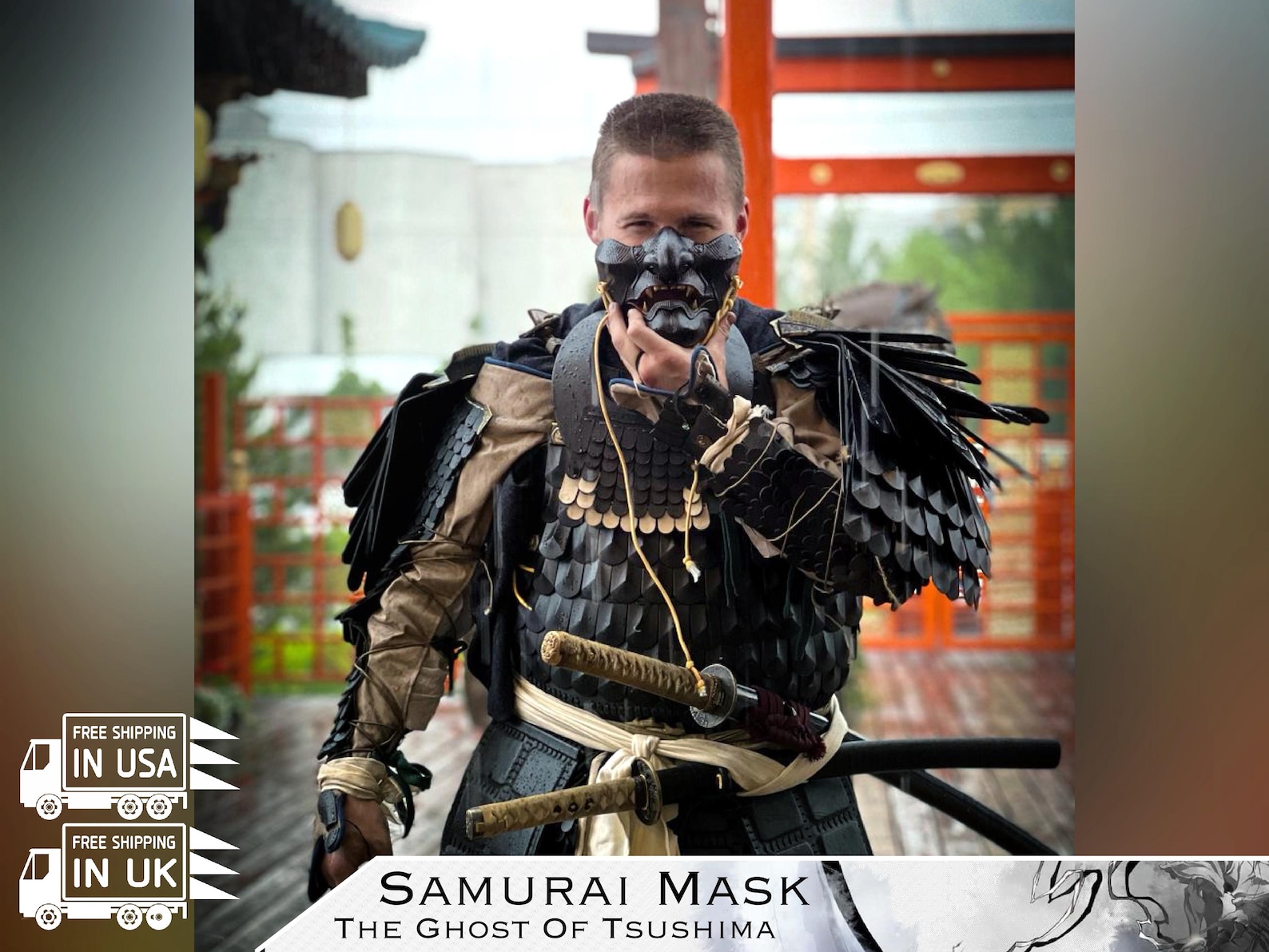 Ghost of Tsushima Mask 3D Printed Jin Sakai Samurai Cosplay Wearable ...
