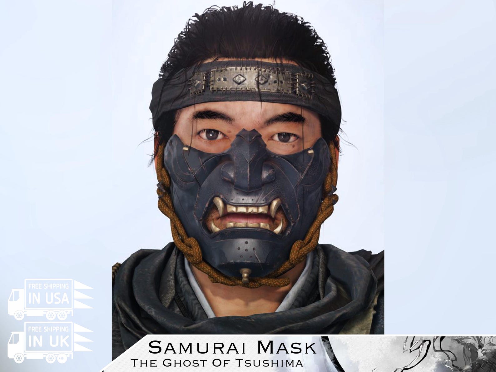 Ghost of Tsushima Mask 3D Printed Jin Sakai Samurai Cosplay Wearable ...