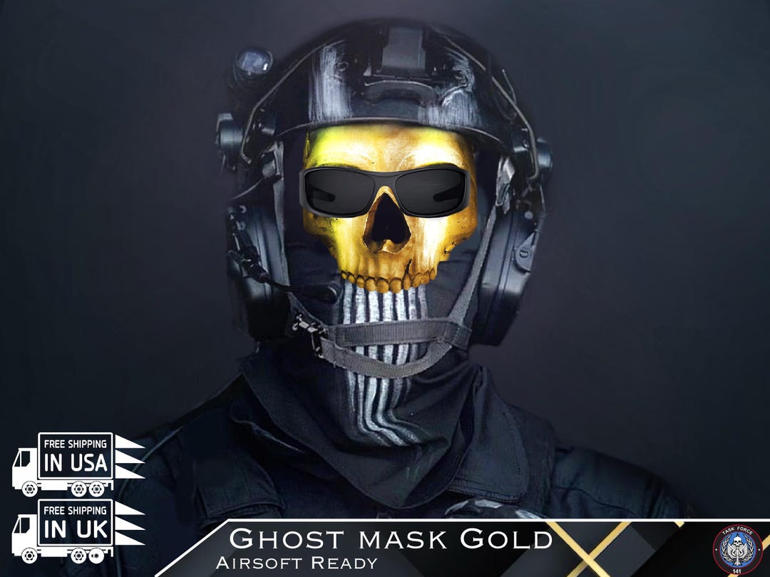 Gold Ghost Mask Airsoft Ready Simon Ghost Riley Call of Duty Warzone ...