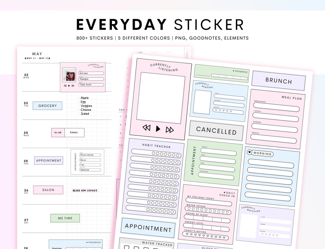 Essential Planner Widget and Words Stickers, Stickers for Planner, Cute ...