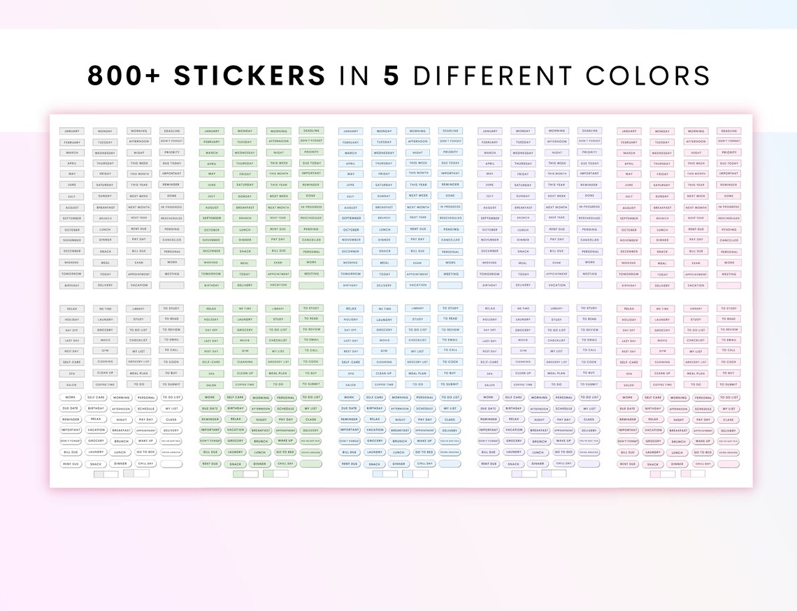 Essential Planner Widget and Words Stickers, Stickers for Planner, Cute ...