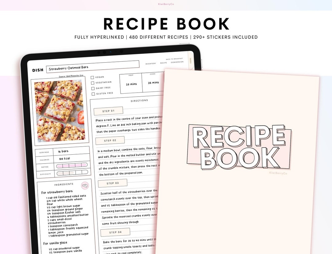 Beige Digital Recipe Book, Monthly and Weekly Meal Planner, Planner for ...
