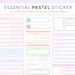 Essential Pastel Sticker for Planner, Stickers for Planner, Cute ...