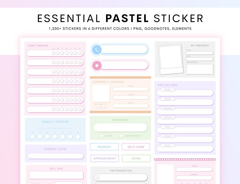 Essential Pastel Sticker for Planner Stickers for Planner - Etsy