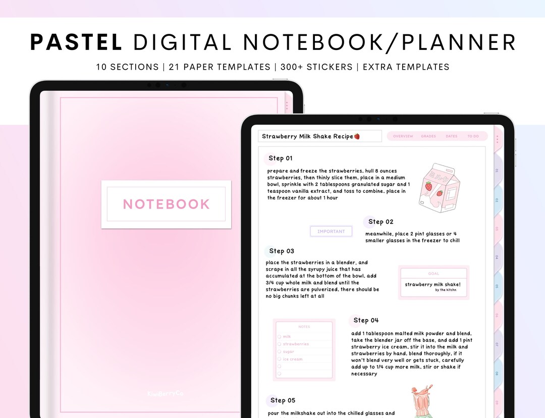 Pastel Digital School Notebook, School Planner, Digital Hyperlinked ...