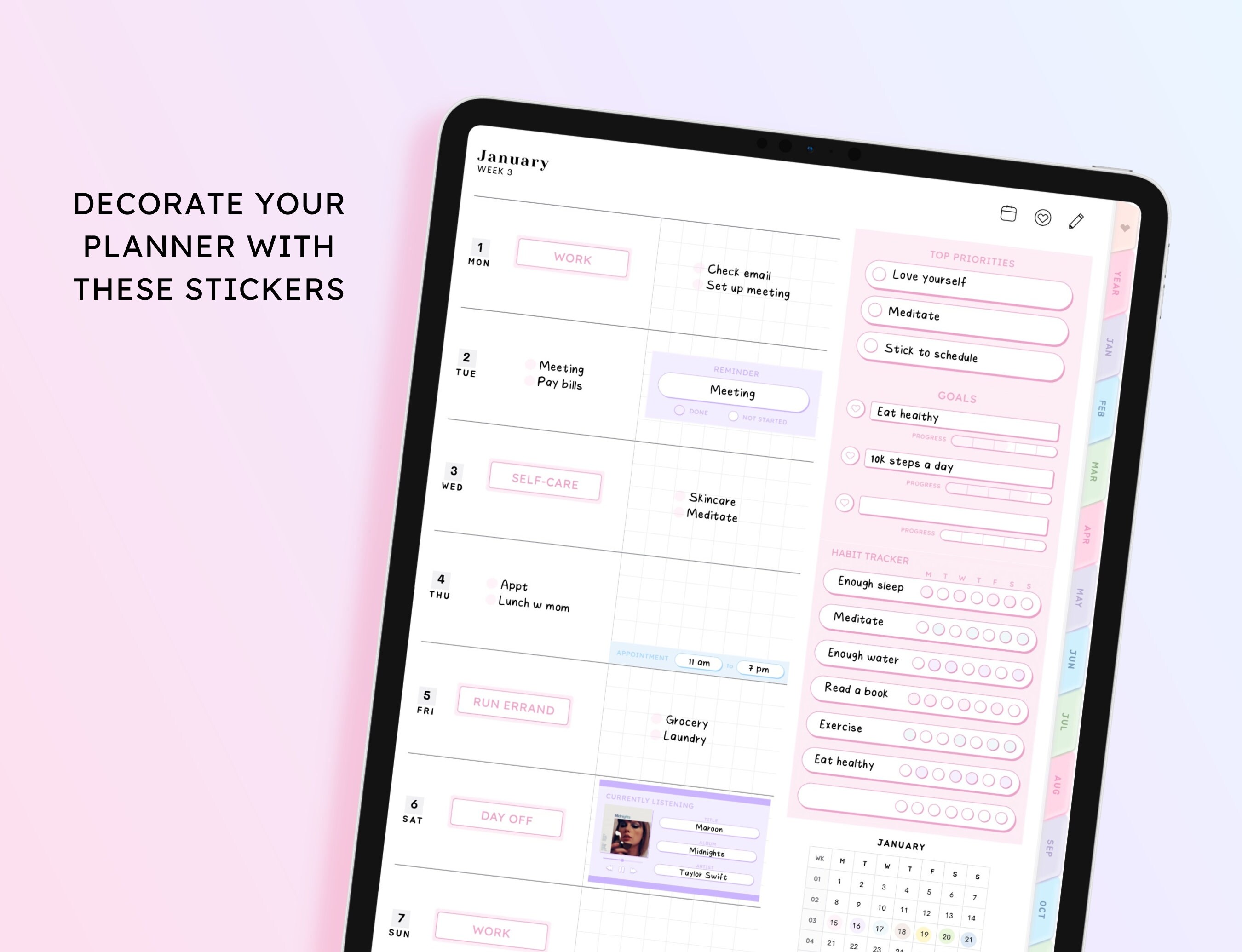Essential Pastel Sticker for Planner Stickers for Planner - Etsy