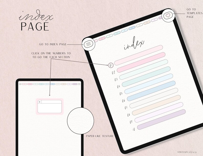 Digital Notebook Paper Texture Notebook Hyperlinked Student - Etsy