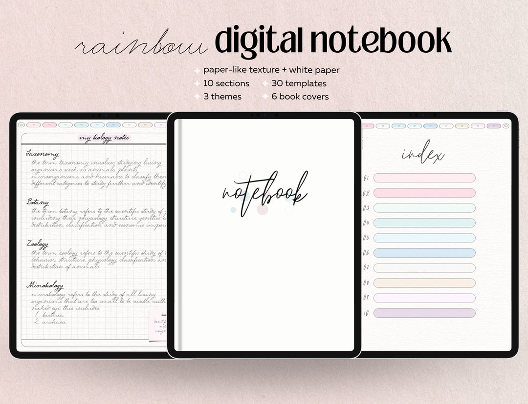 Digital Notebook, Paper Texture Notebook, Hyperlinked Student Notebook ...