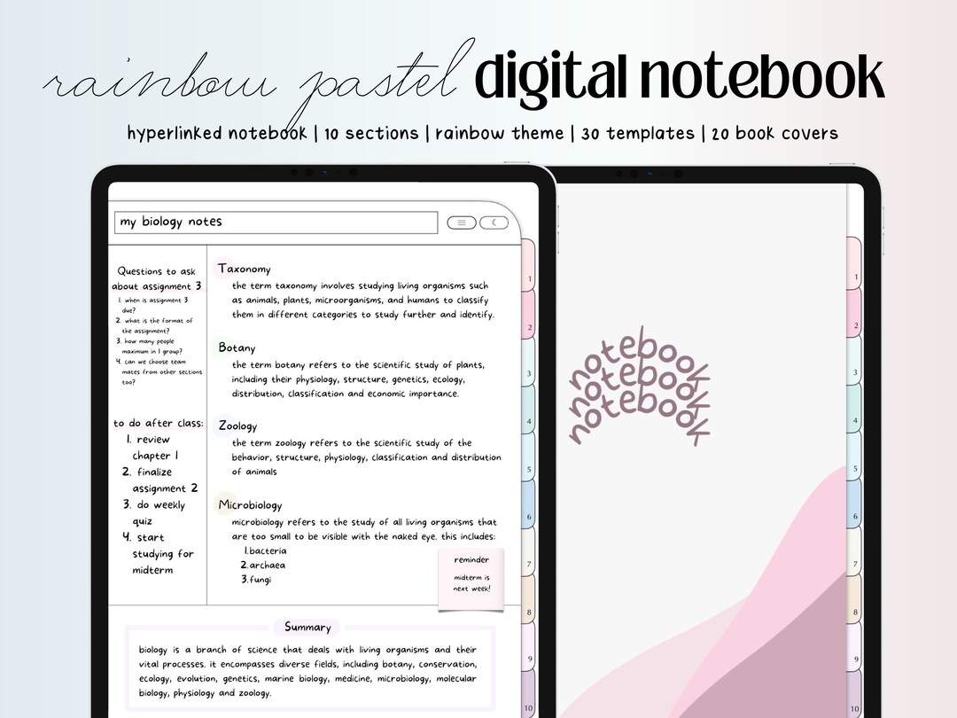 Digital Notebook Digital Hyperlinked Notebook Pastel Digital - Etsy
