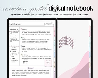 Pastel Cute Digital Notebook, Hyperlinked Notebook, Pastel Notebook ...