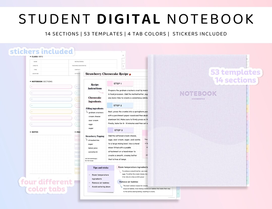 Student Digital Notebook, Digital Hyperlinked Notebook, Pastel Digital ...