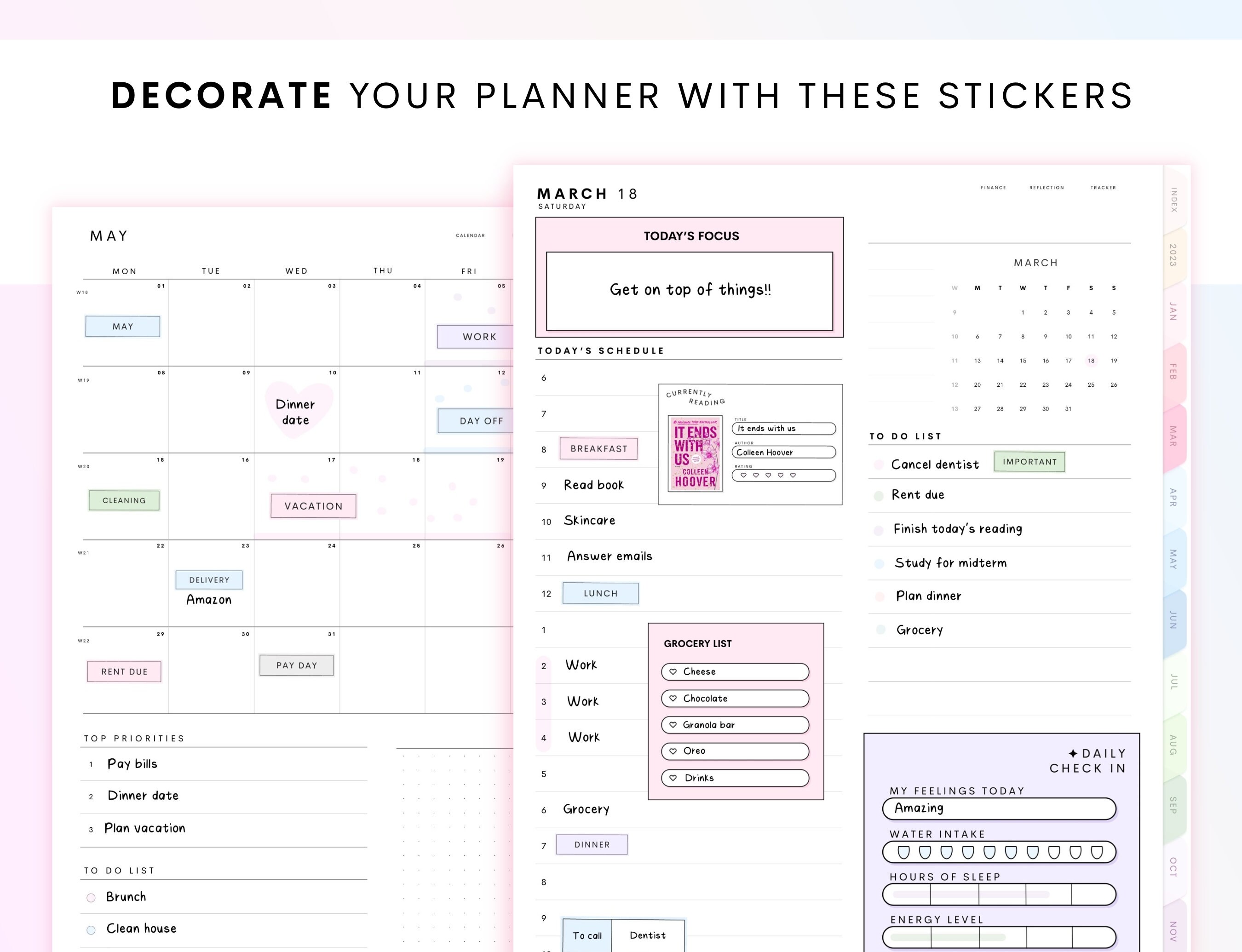Essential Planner Widget and Words Stickers, Stickers for Planner, Cute ...