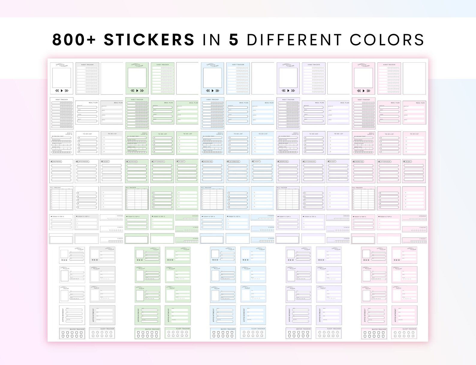 Essential Planner Widget and Words Stickers, Stickers for Planner, Cute ...