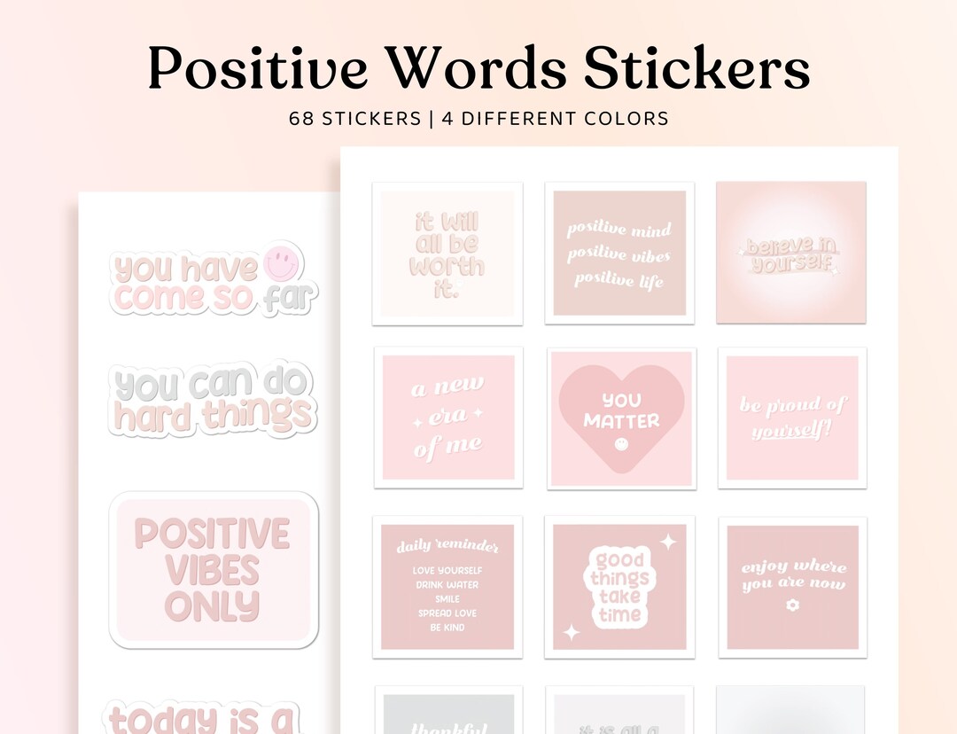 Positive Words Digital Stickers Neutral, Words of Affirmation Stickers ...