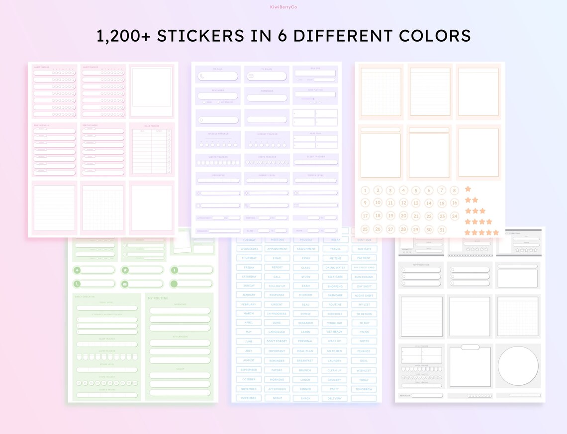 Essential Pastel Sticker for Planner, Stickers for Planner, Cute ...