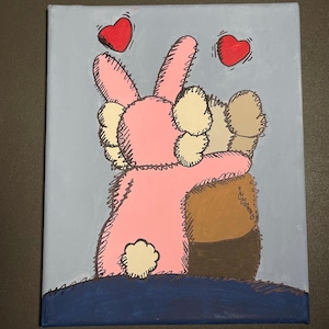 Kaws Bunnies Love Sitting Romantic Painting | Custom Painting Gift ...
