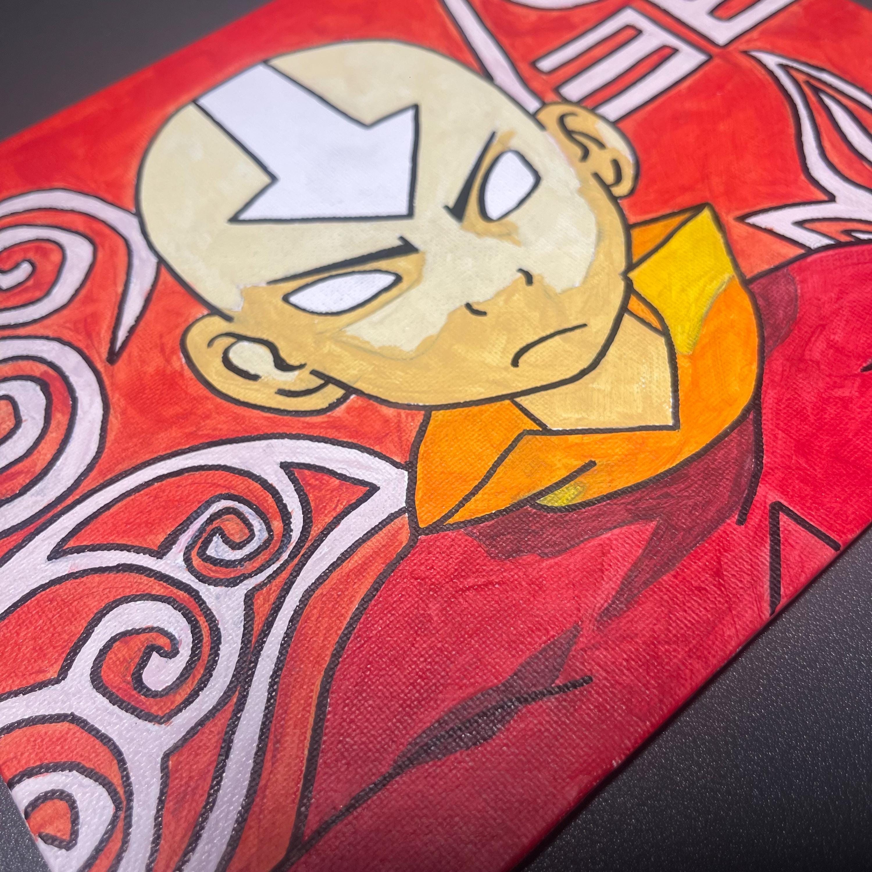 Avatar Anime Character Airbender Elements Symbols Painting | Custom ...
