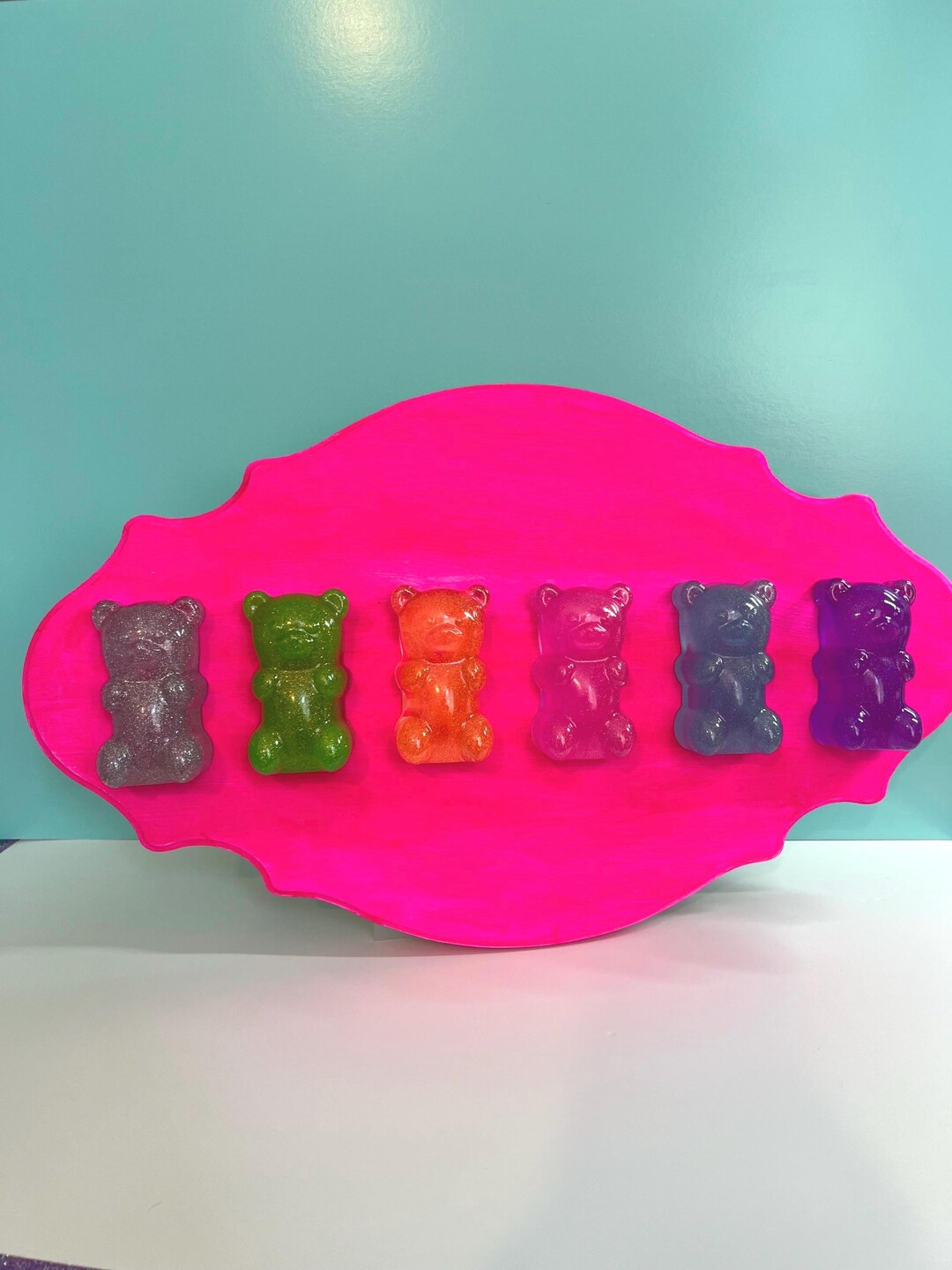 Gummi Bears Trophy Wall Hanging, Rainbow Sparkle Glitter Resin Gummy ...