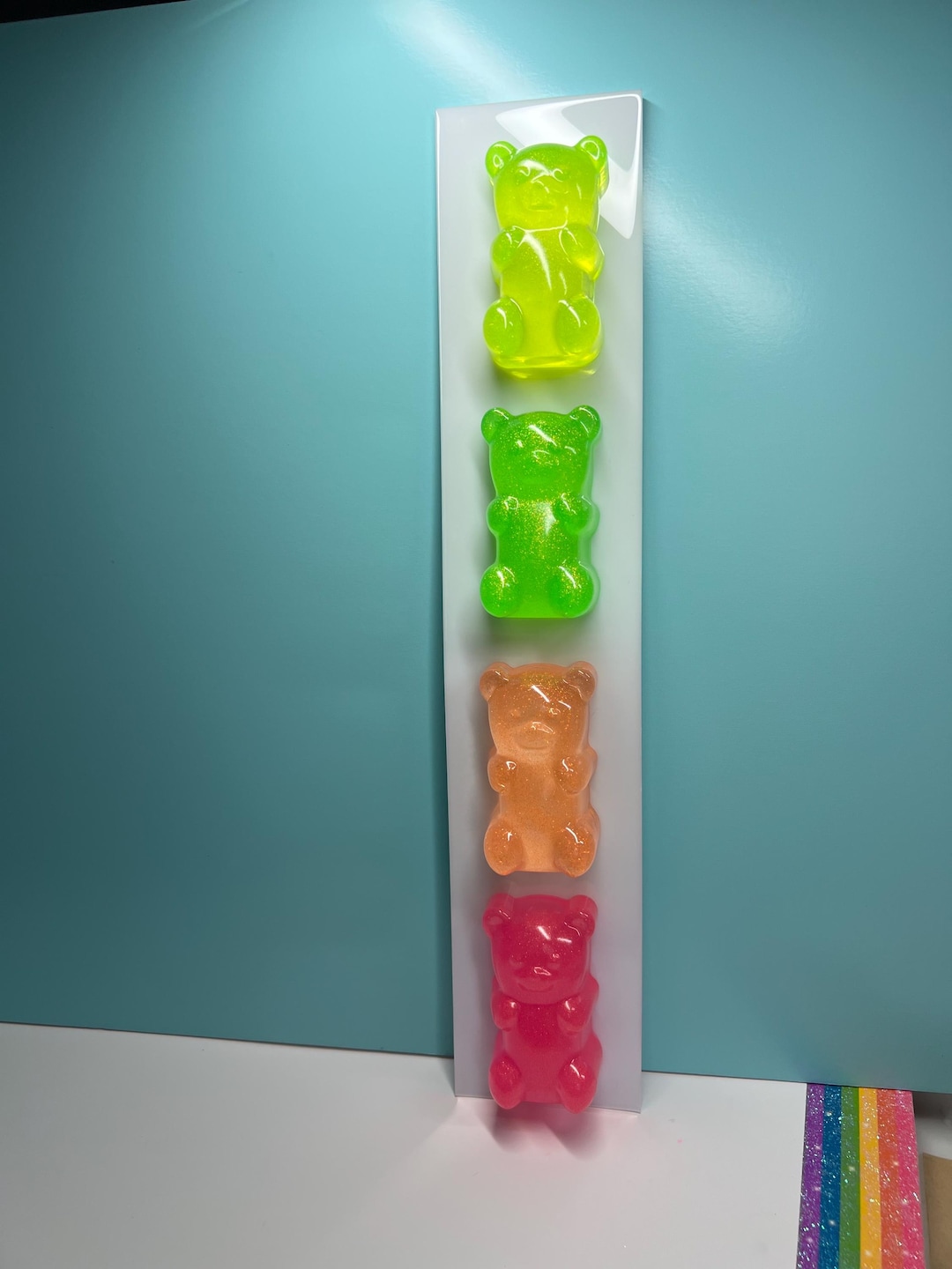 Glitter Neon Rainbow Gummy Bear Wall Art: 3D Pop Art - Etsy