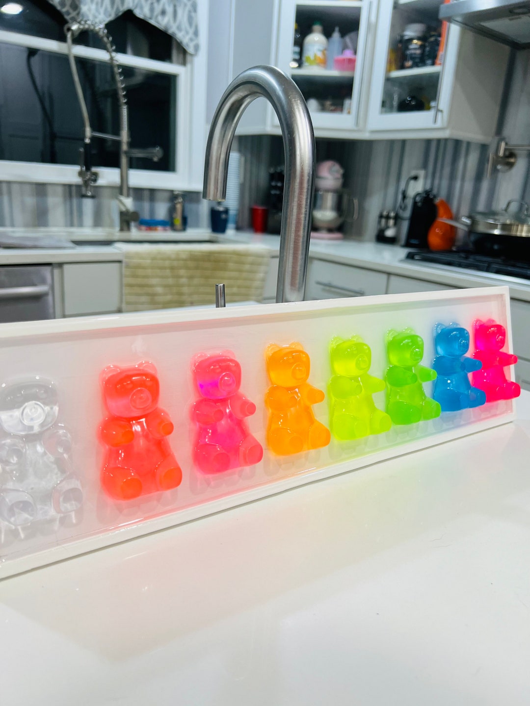Extra Large Neon Rainbow Gummy Bear Wall Art: 3D Resin Candy Decor ...