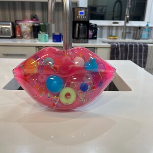 Giant Pink Candy Filled Sparkle Lip Gloss Lips Pucker Up, 3D Pop Art ...