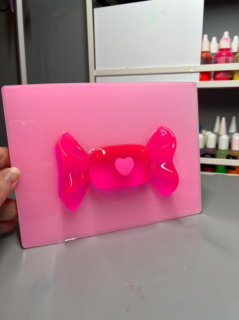 Neon Pink Resin Candy Wall Art, 3D Pop Art Candy Sculpture, Cute Pink ...